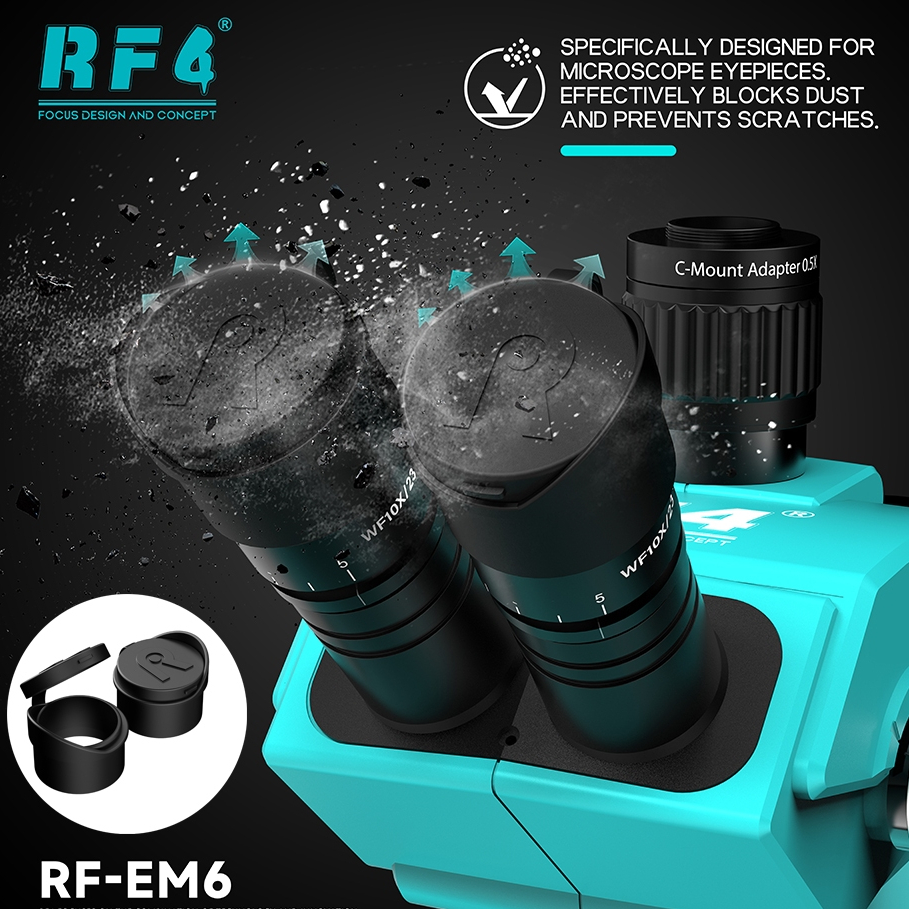 RF4 RF-EM6 Microscope Eyepiece Flip-up Dustproof Silicone Eyecups ...