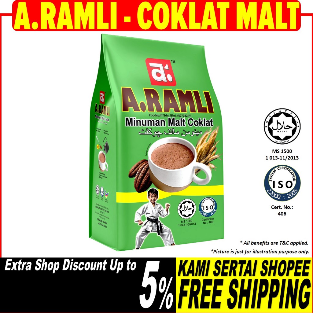 0.9 KG | A.RAMLI CHOCOLATE MALT DRINKS | HALAL | COKLAT MINUMAN ...