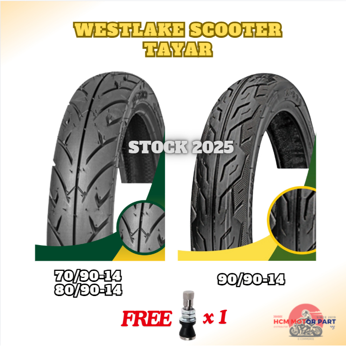 TAYAR TUBELESS WESTLAKE 70/90-14 80/90-14 90/90-14 110/80-14 TYRE TAYAR ...