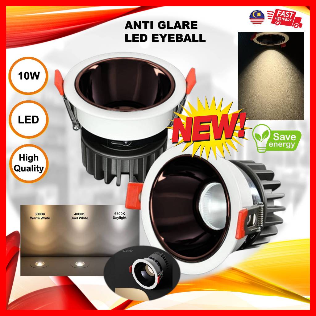 Anti Glare Eyeball LED Recessed 10w COB Downlight Spotlight Ceiling ...