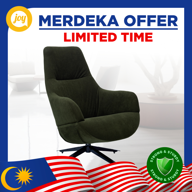 [MERDEKA SALE] Carly Swivel Armchair / Modern Fabric Lounge Chair / 360 ...