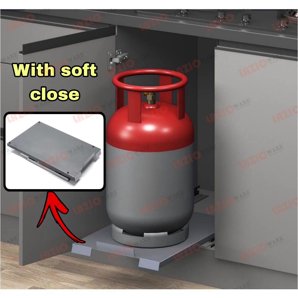 Soft close bottom sliding kitchen cabinet cooking gas tank cylinder ...