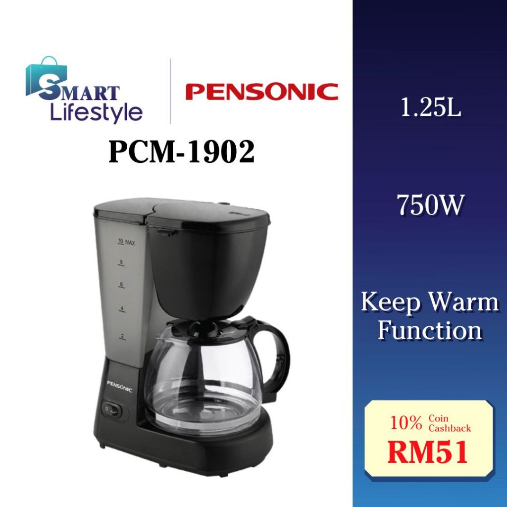 Pensonic Coffee Maker (1.25L) 750W PCM-1902 / 900W PCM-1903 / Morgan (1 ...