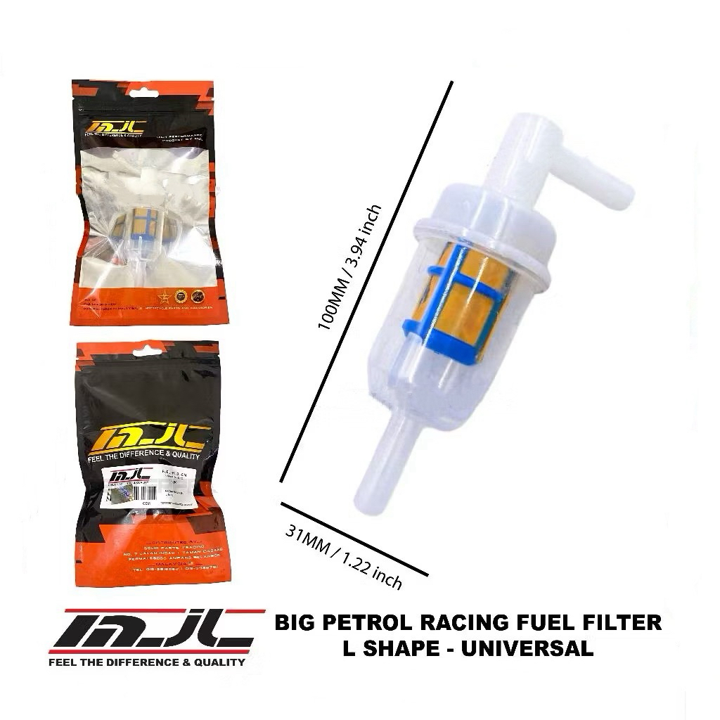 BLUE BIG MJL RACING PETROL FILTER L SHAPE UNIVERSAL HONDA YAMAHA SUZUKI ...