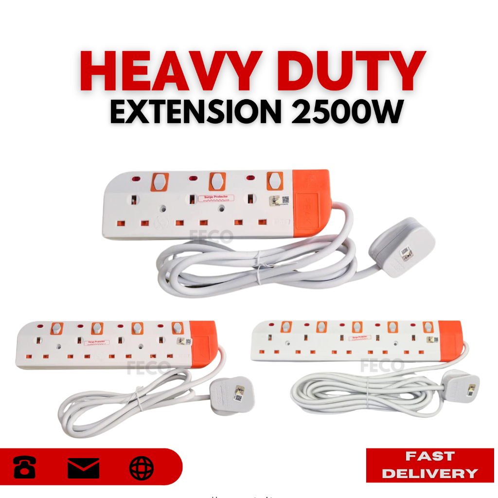 [sirim] Multi 3 4 5 Way International Multi Universal Portable Extension Trailing Socket