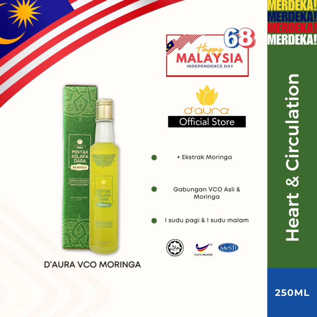 D'Aura Minyak Kelapa Dara VCO Moringa (250ml) | Shopee Malaysia