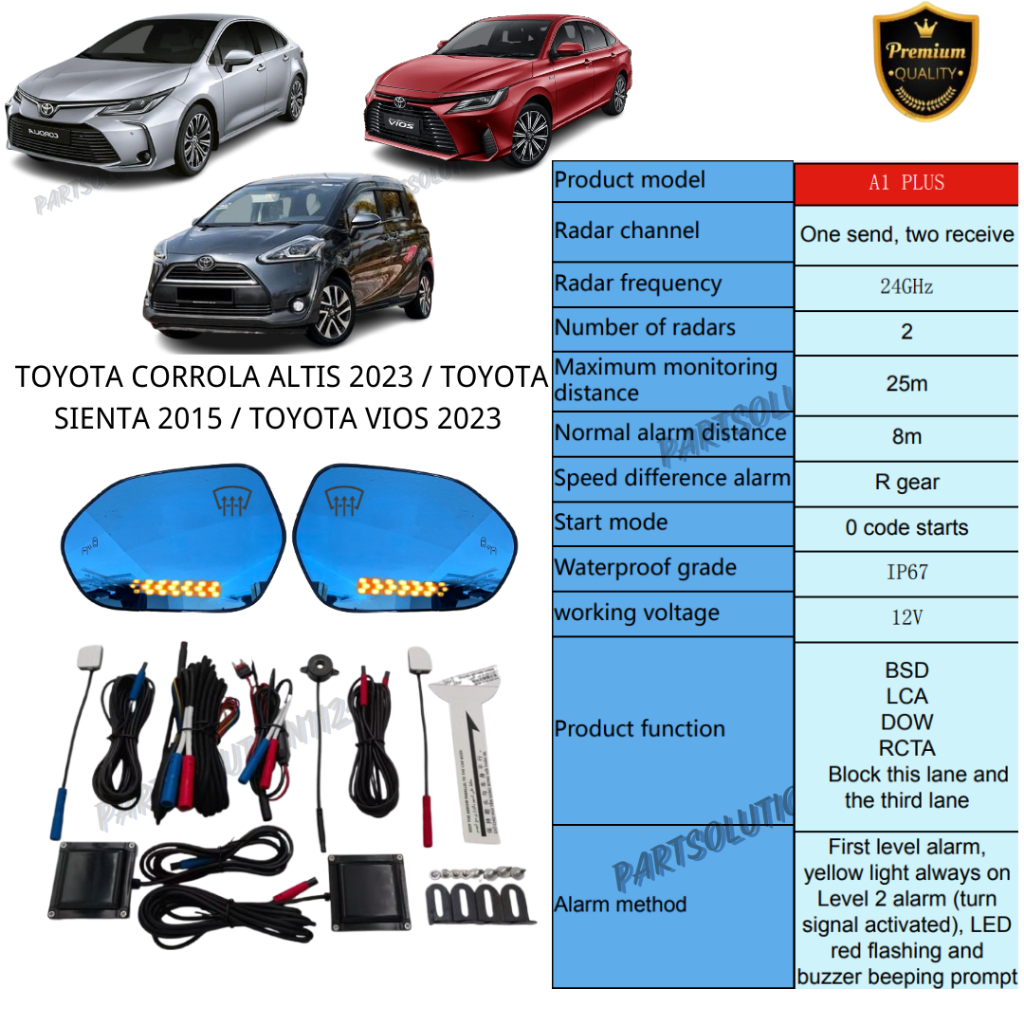 TOYOTA VIOS ATIV 2023 / COROLLA ALTIS 2019-2023 / SIENTA 2015 BLIND ...