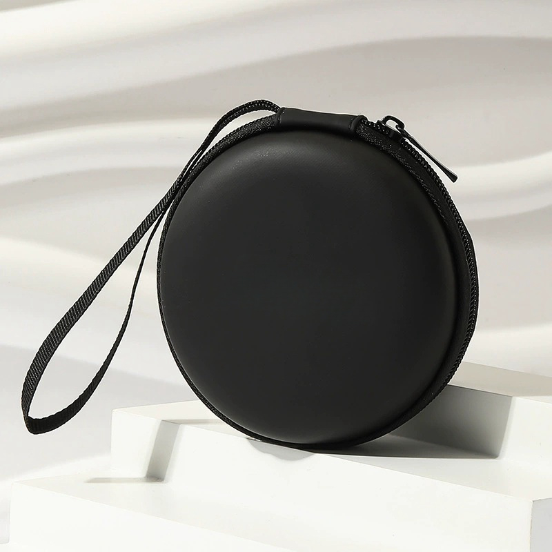 Folding Glasses Case Black Round Storage Bag Outdoor Travel Sunglasses ...