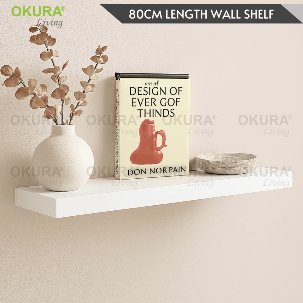 OKURA Floating Wall Shelve DIY Wall Shelf Lack Home Living Room 80cm (Thickness 3.8cm / 5cm) Rak ...