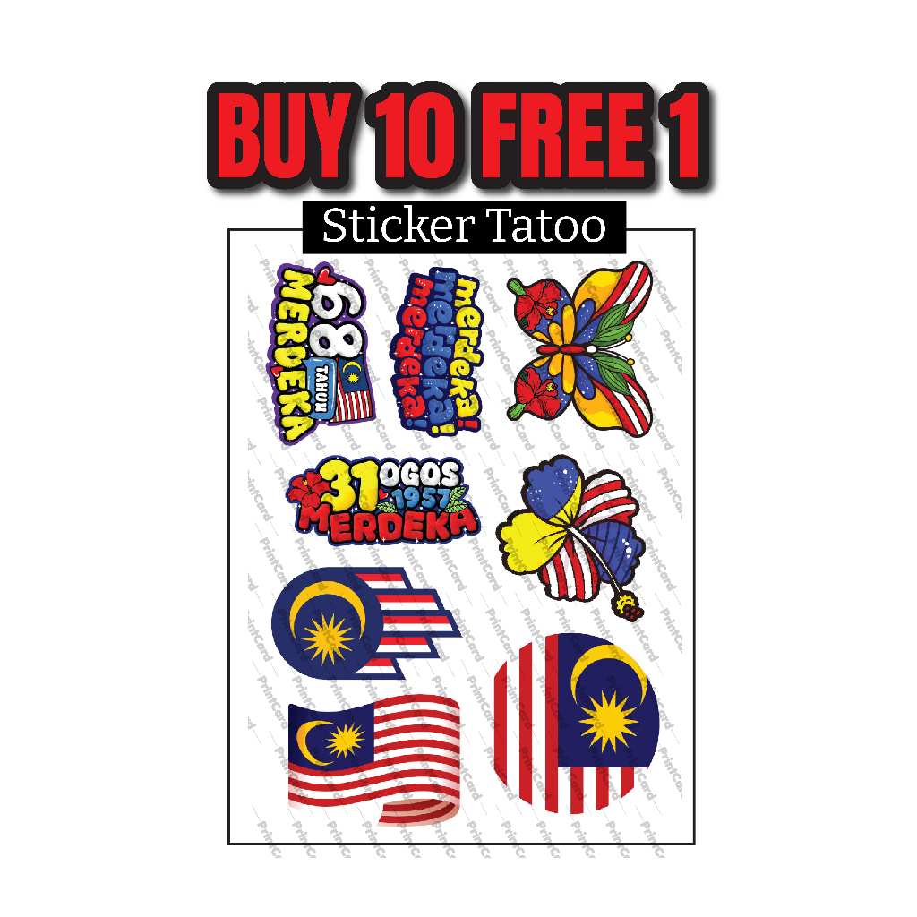sticker muka merdeka jenis tatoo | Shopee Malaysia