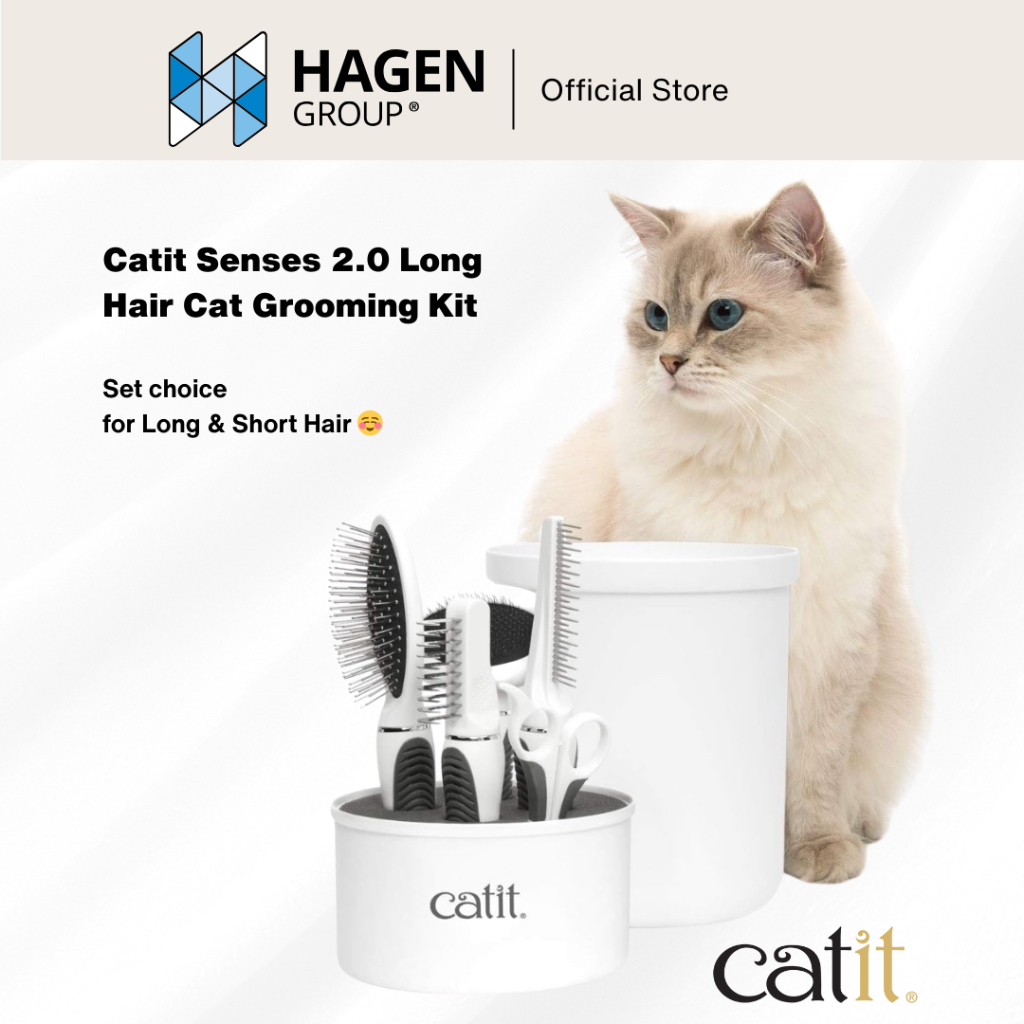 Catit Senses 2.0 Cat Grooming Kit – Short Hair & Long Hair Set (6-Piece ...