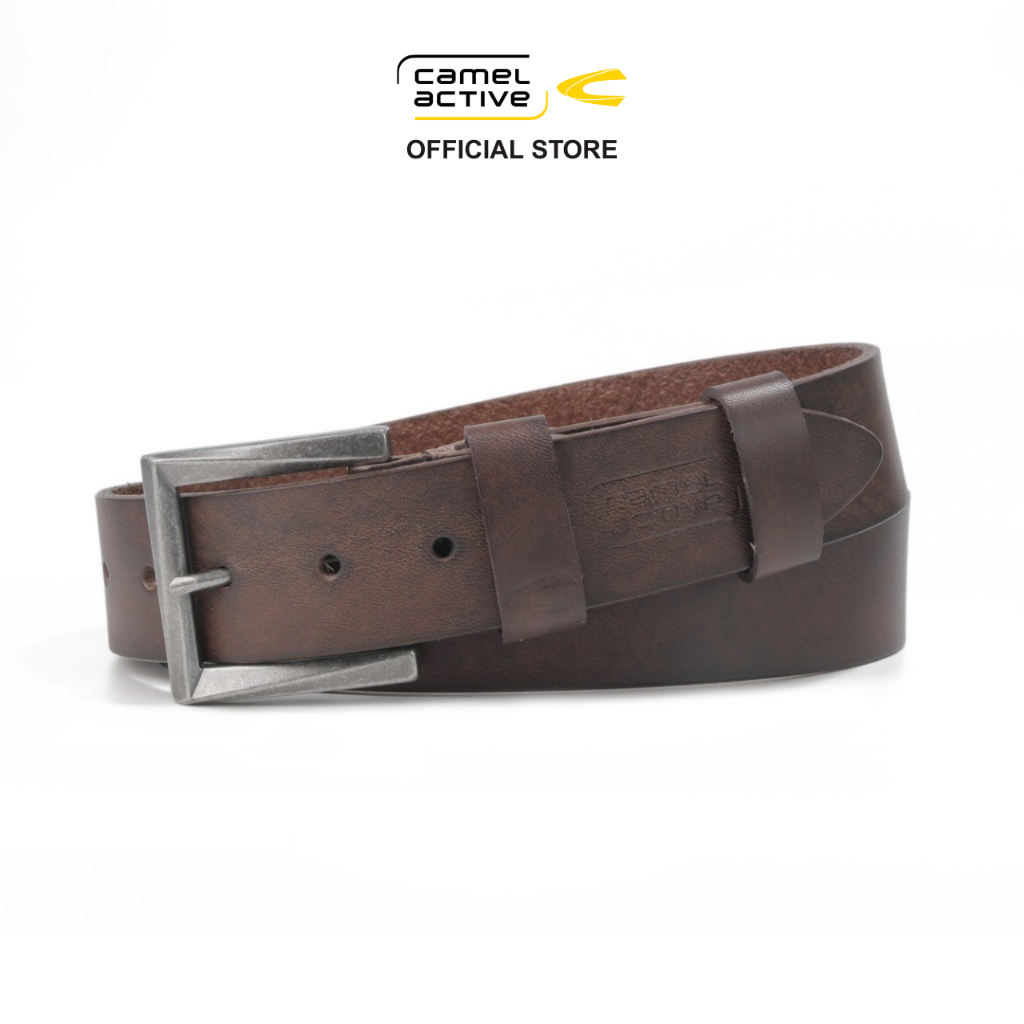 camel active Premium Genuine Cowhide Leather Men's Belt Oil Pull Up Finished - Dark Brown ...