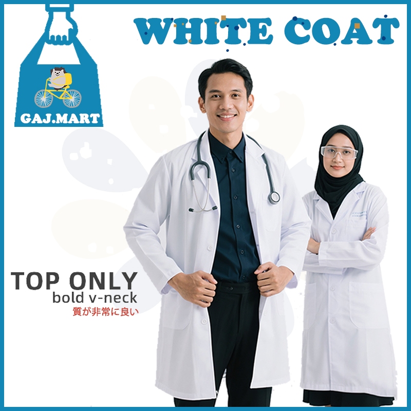 White Lab Coat for Men & Women Long Sleeve Medical Uniform Doctor Gown ...
