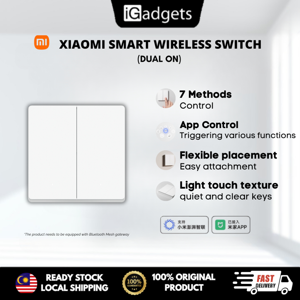Xiaomi Mijia Smart Wireless Switch Bluetooth Remote Control Wireless ...