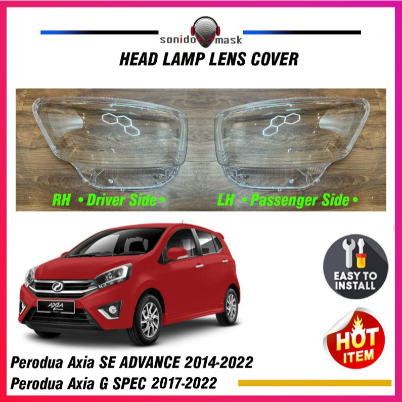 Perodua Axia SE Advance 2014-2022 / G SPEC 2017-2022 Head Lamp Lens ...