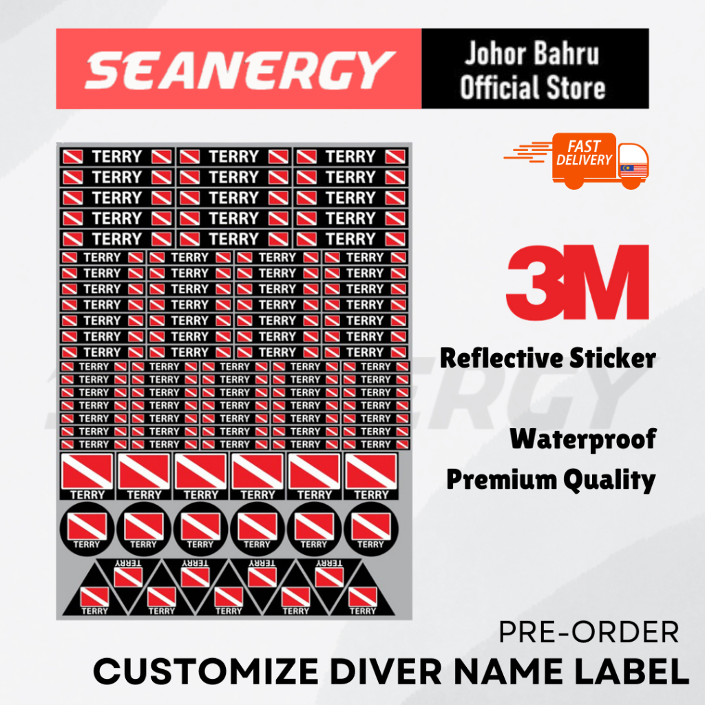Print Your Name Dive Label Waterproof Sticker Label Diver's Name ...