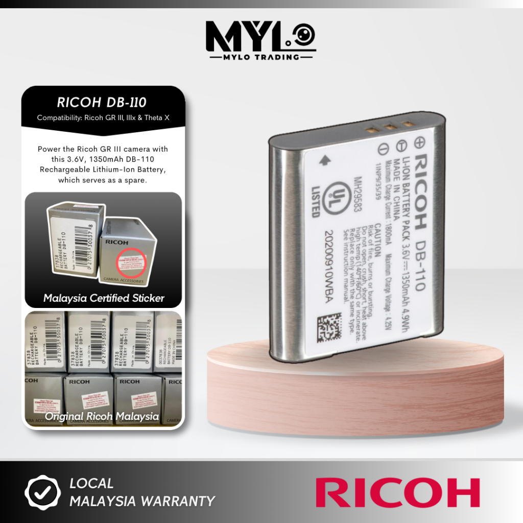Original Ricoh DB-110 | BJ-11 Rechargeable Lion Battery for Ricoh GR ...