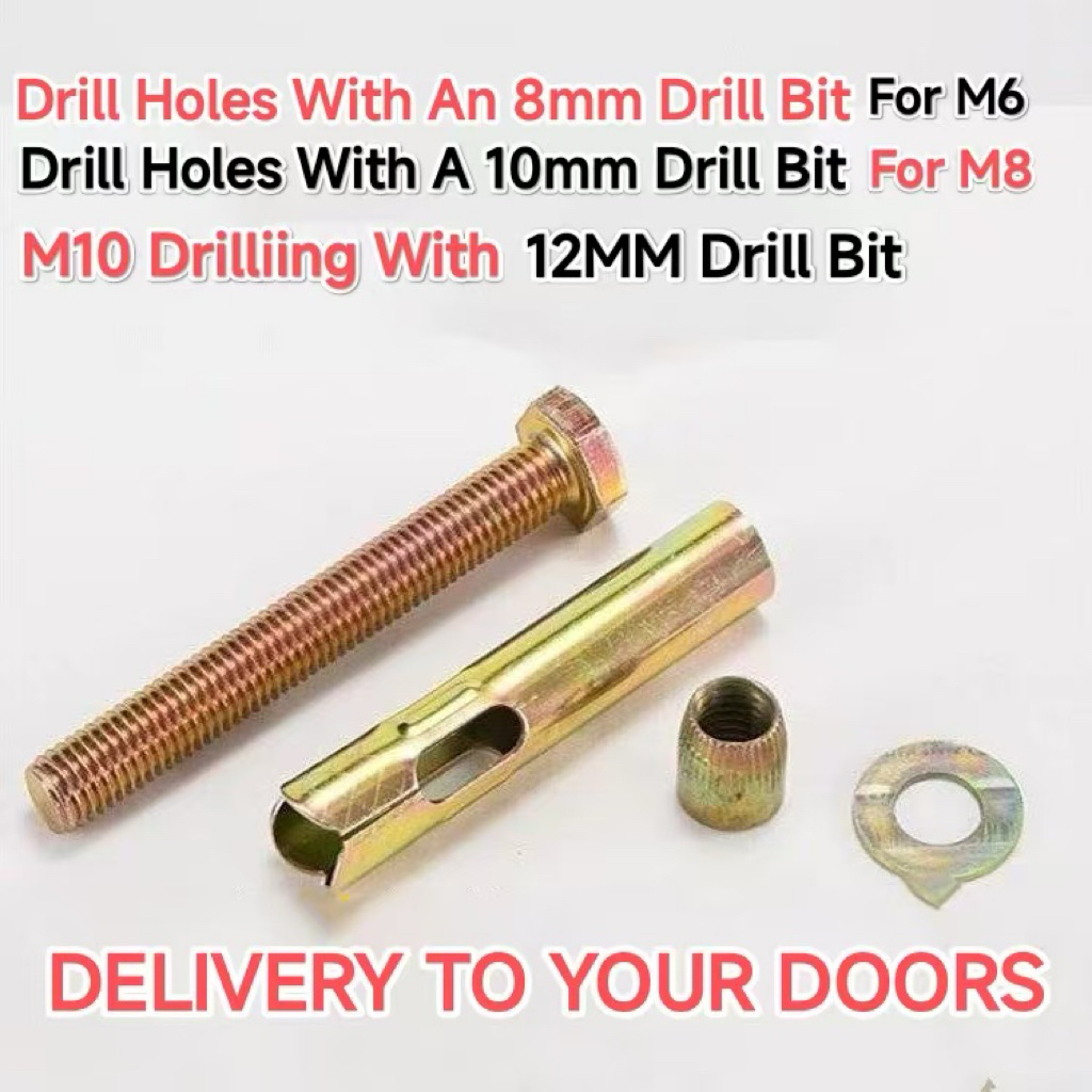 (Hex) 10pcs M6 M8 Nut Metal Wall Plug Sleeve Anchor PJ Anchor - Wall ...
