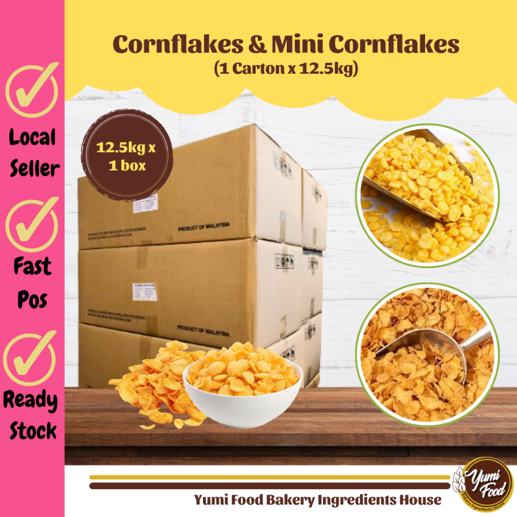 [READY STOCK] 1 CARTON (12.5KG X 1 BOX) Cornflakes / Mini Cornflakes ...