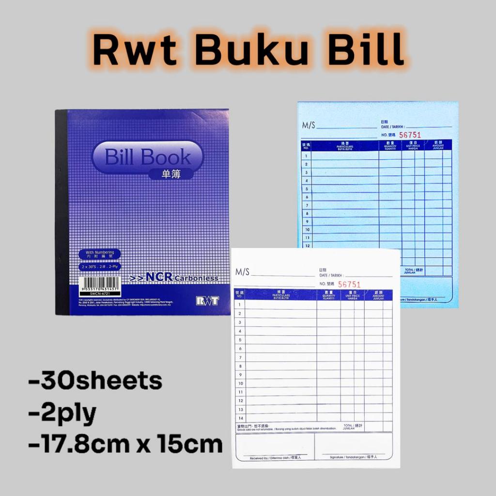 RWT Carbonless NCR Cash Bill Book (With Numbering)/ 30 Sets x 2 Ply ...
