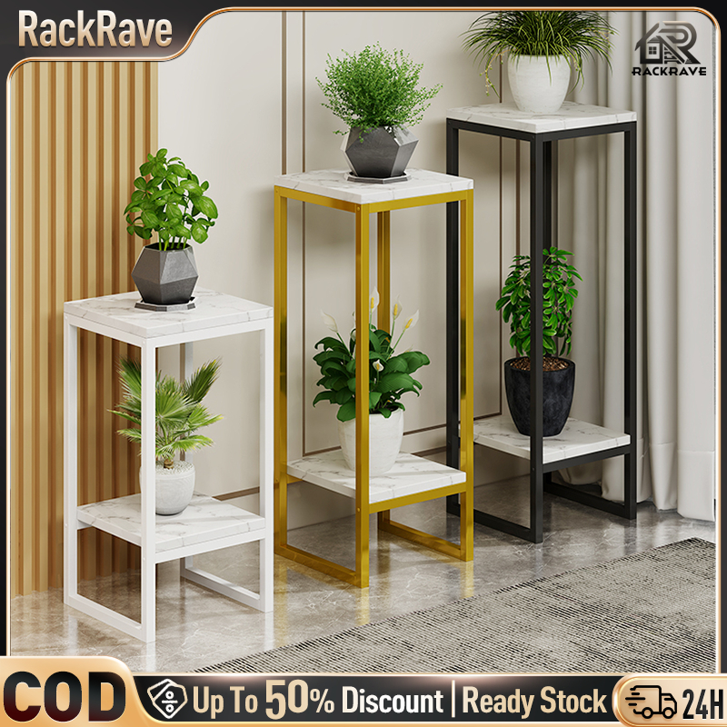 RR- Flower Stand Living Room Floor-Standing Iron Pillar Plant Display ...