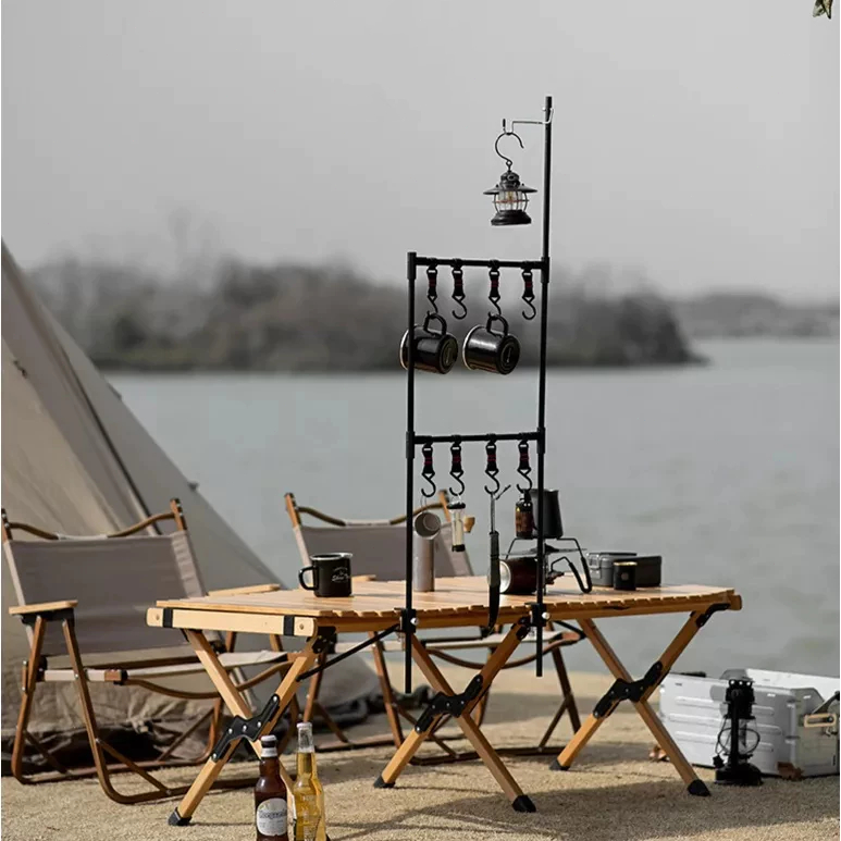 Aluminum Hanging Rack Camping Lamp Pole Table Storage Lantern Hanger ...