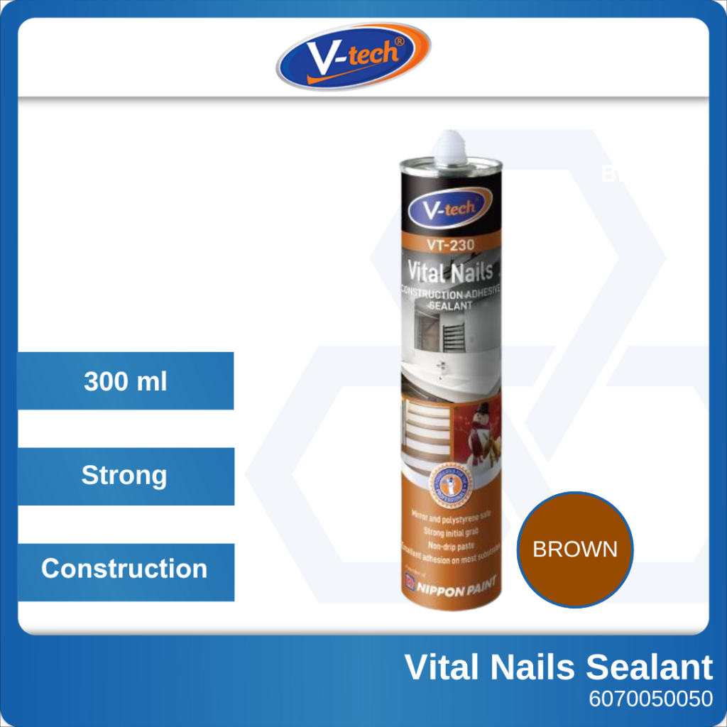 V-Tech VT-230 Vital Nails Construction Adhesive Sealant Wainscoating (Brown) | Shopee Malaysia
