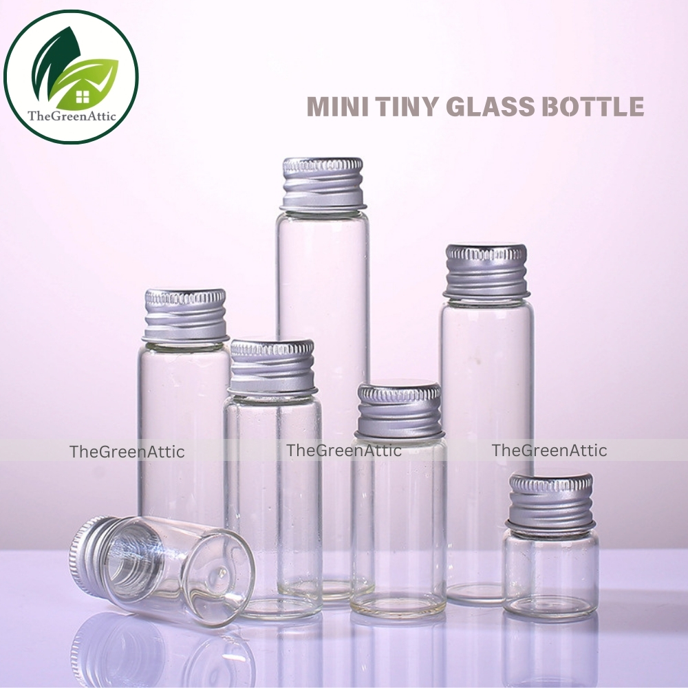 THEGREENATTIC 5ml 10ml 25ml MINI Transparent Glass Bottle Travel Size ...