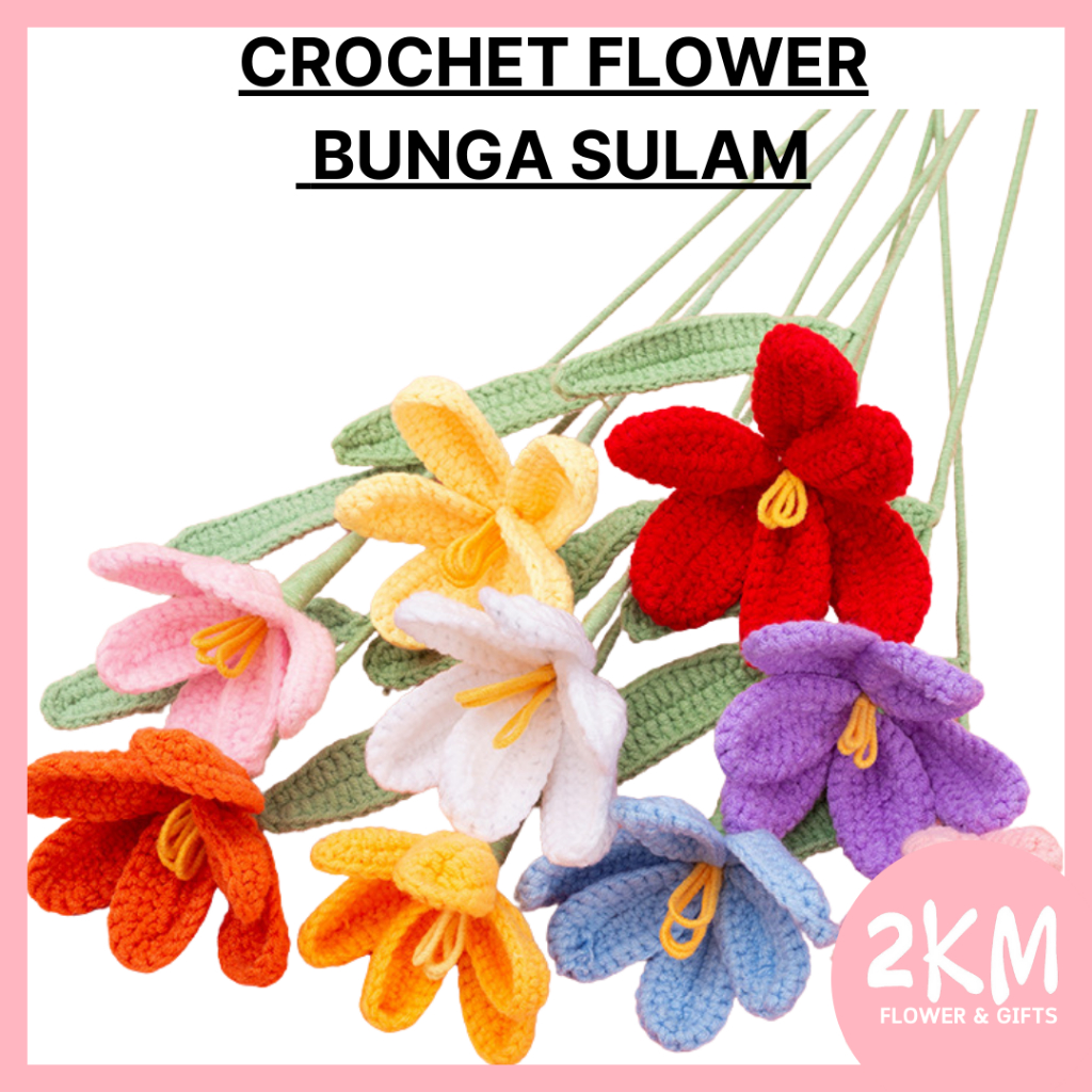 (1PC) CROCHET SULAM BLOSSOM Flower Bunga Sulam Wool Hand Knitted ...
