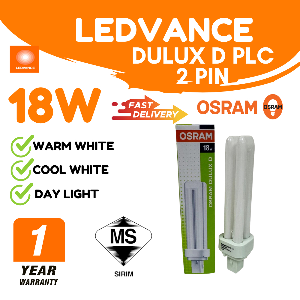 LEDVANCE OSRAM Dulux D PLC Type Bulb 18W Daylight,Cool White,Warm white ...