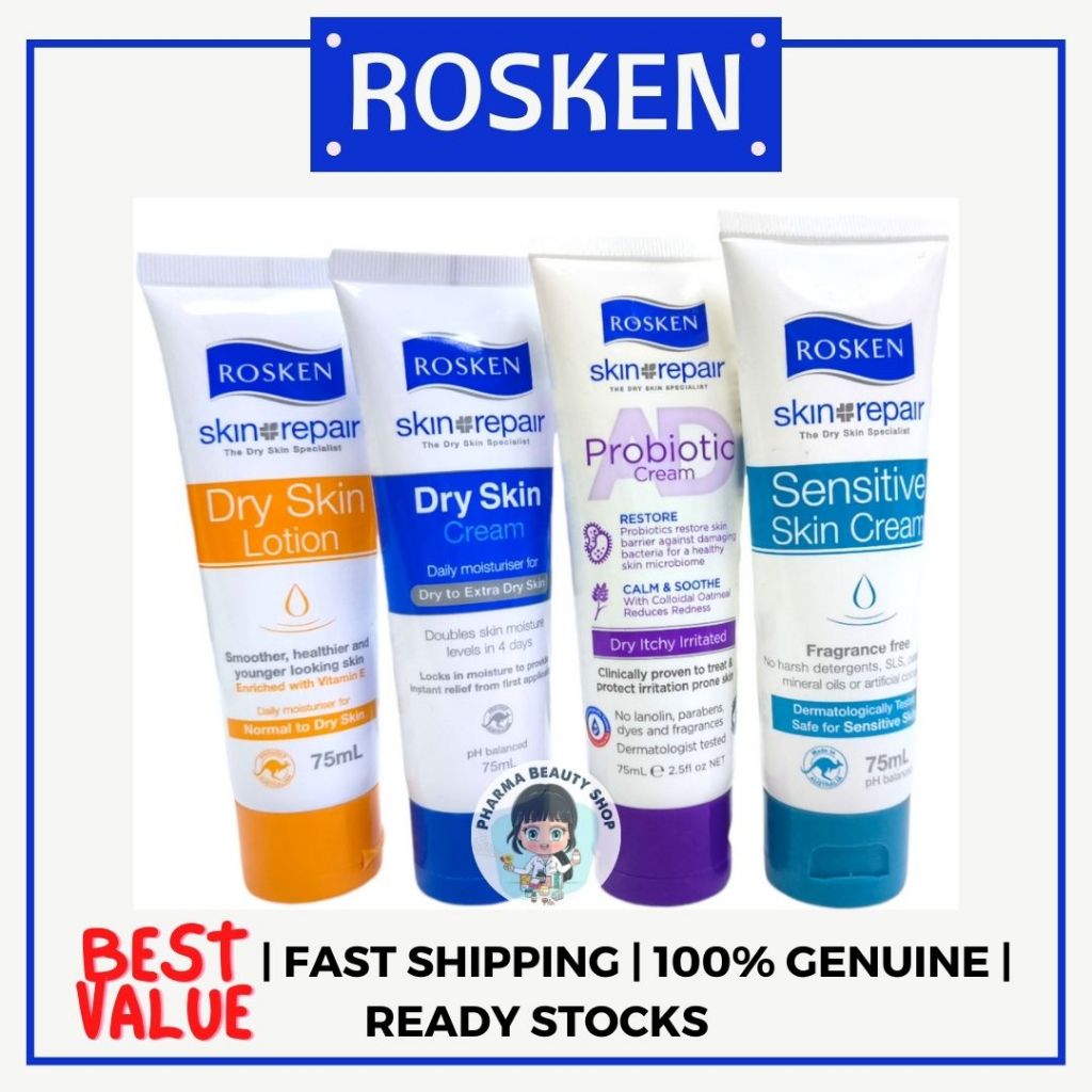Rosken Skin Repair Range 75ml (Dry Skin Cream/ Sensitive/ Probiotic ...