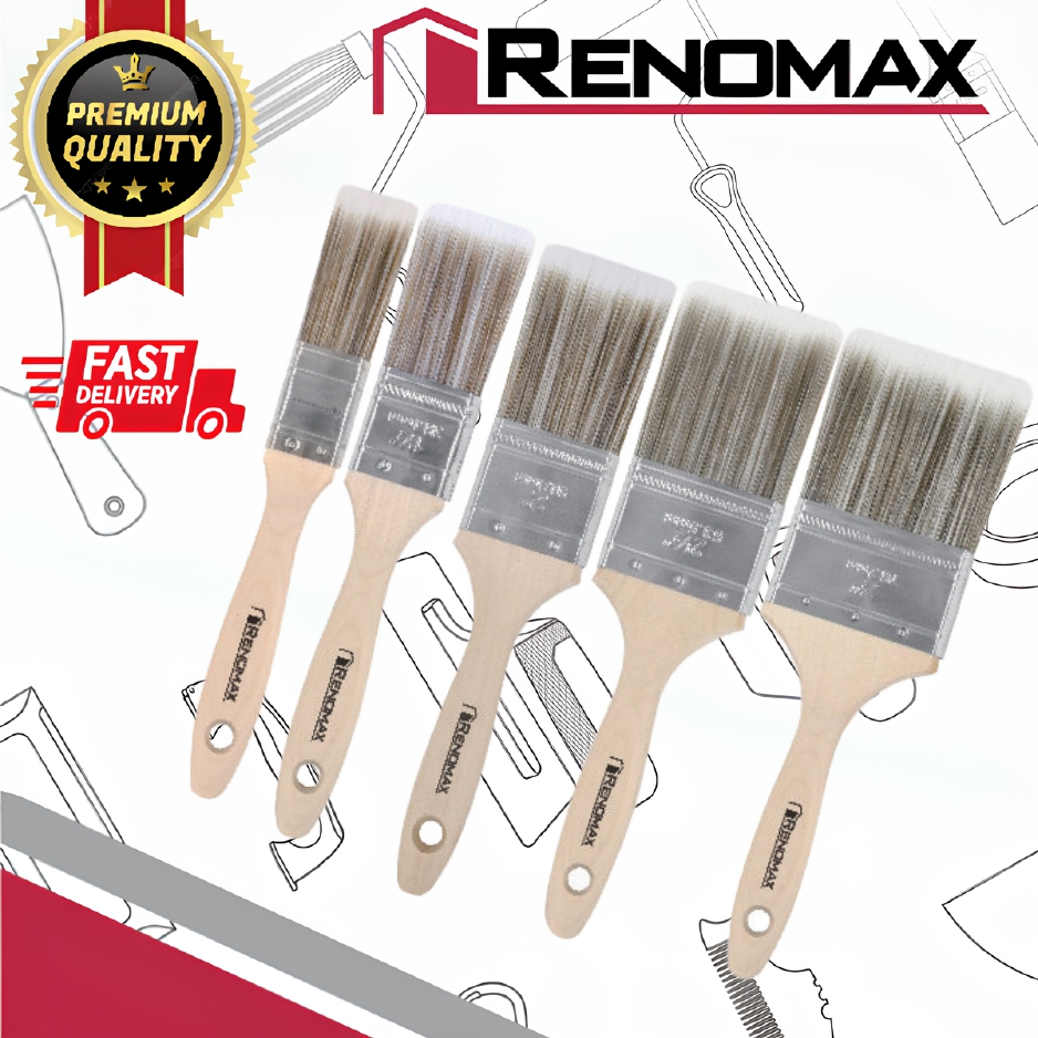 Renomax All Purpose Paint Brush Nylon Filament Painting Tools Berus Cat Minyak Berus Cat Air Cat ...