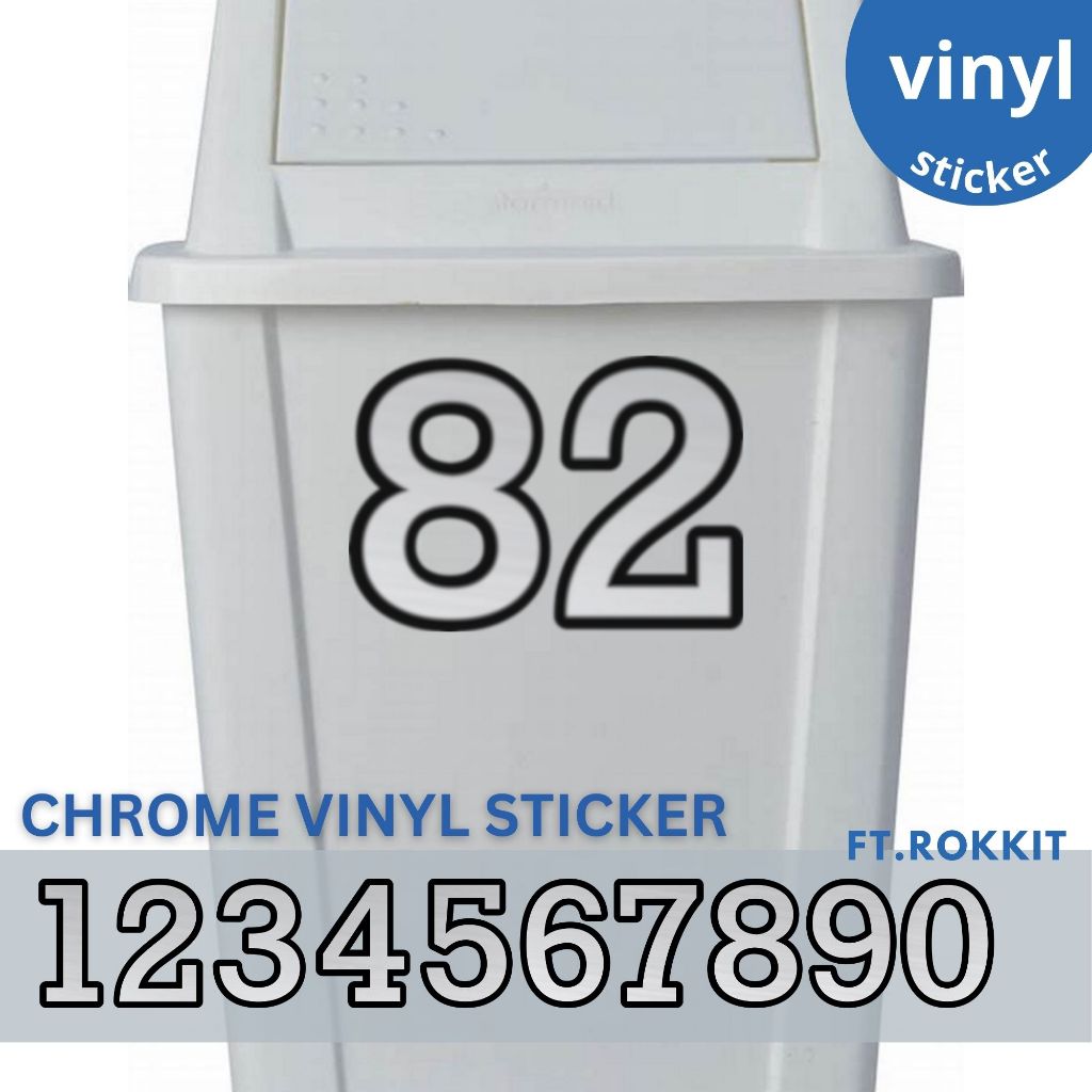 18cm 28cm Height Chrome Number Sticker (Font Rokkit) - Vinyl Sticker ...