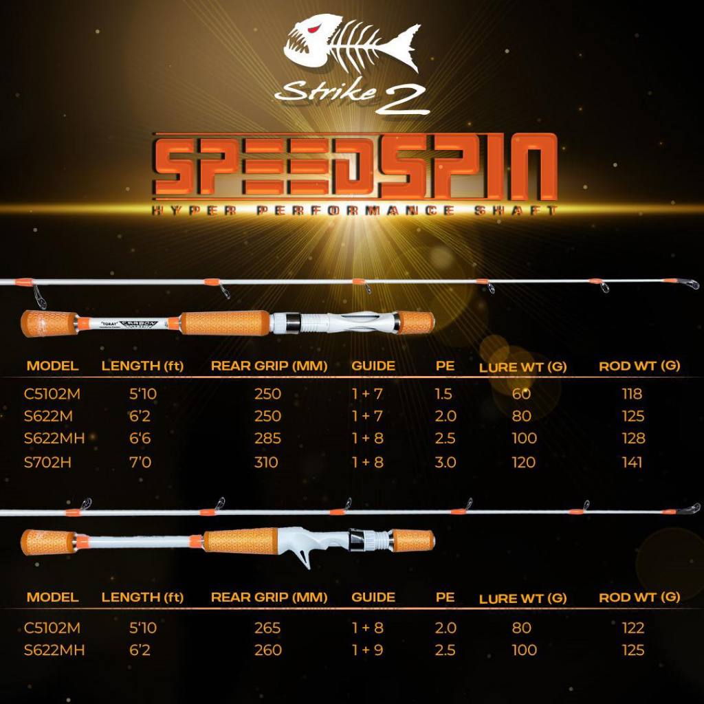 STRIKE2 fishing rod SPEED SPIN SSS S662M S662MH C622MH C6102M Spinning ...