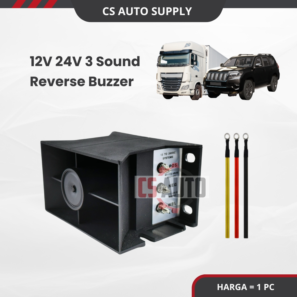 CS 12V - 24V Reverse Buzzer Gostan Hon Horn Bunyi Kuat 3 Sounds Trailer ...