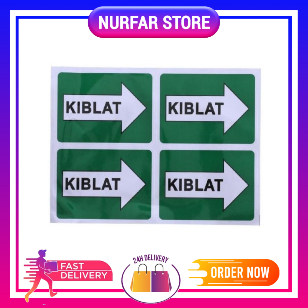 4pcs Pelekat Sticker Penunjuk Arah Kiblat Solat Untuk Rumah, Surau dan ...
