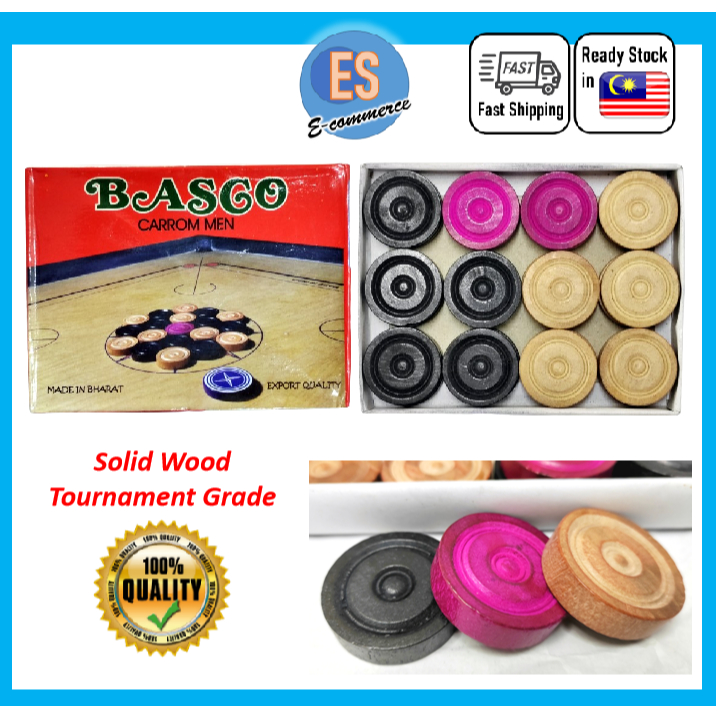 BASCO WOOD CARROM MEN (High Grade Wooden Tournament Carrom Men) BUAH ...