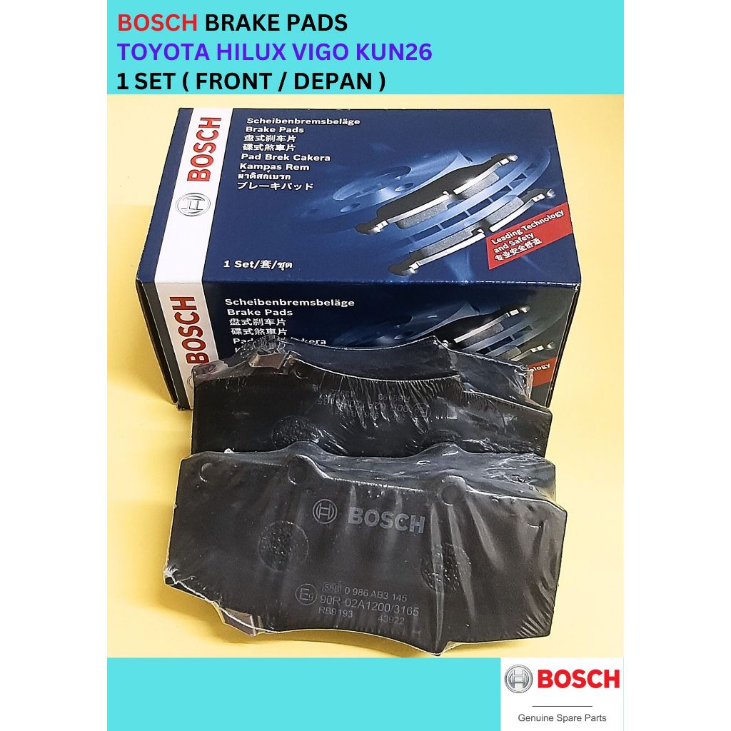 0986AB3145 BOSCH Front Brake Pad ( Brek Pad Depan ) Toyota Hilux Vigo ...