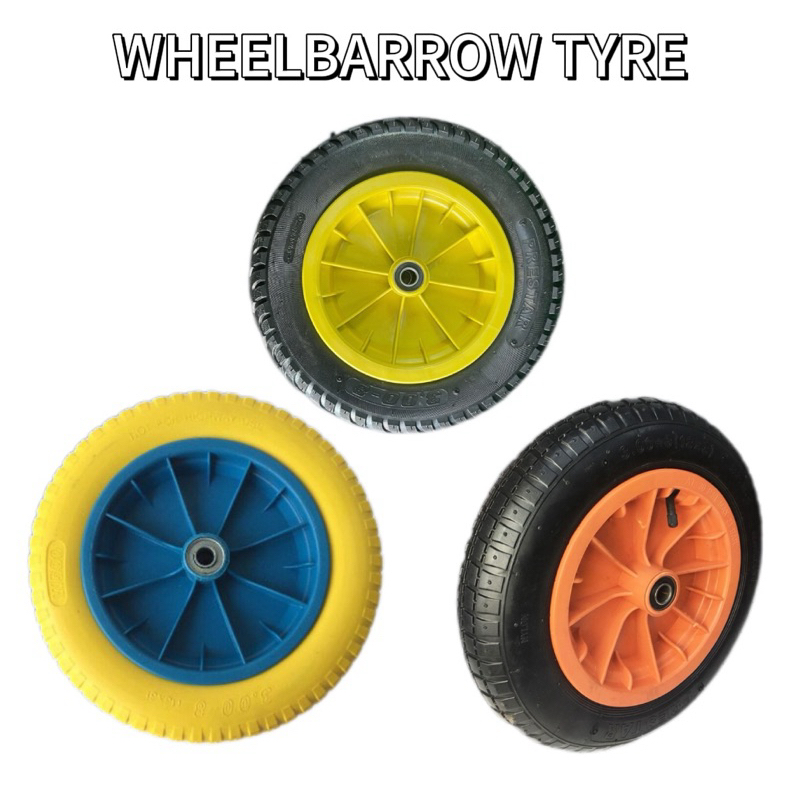 NYLON Wheelbarrow Pneumatic Tyre With PVC / STEEL RIM ( 13"X 3 ...
