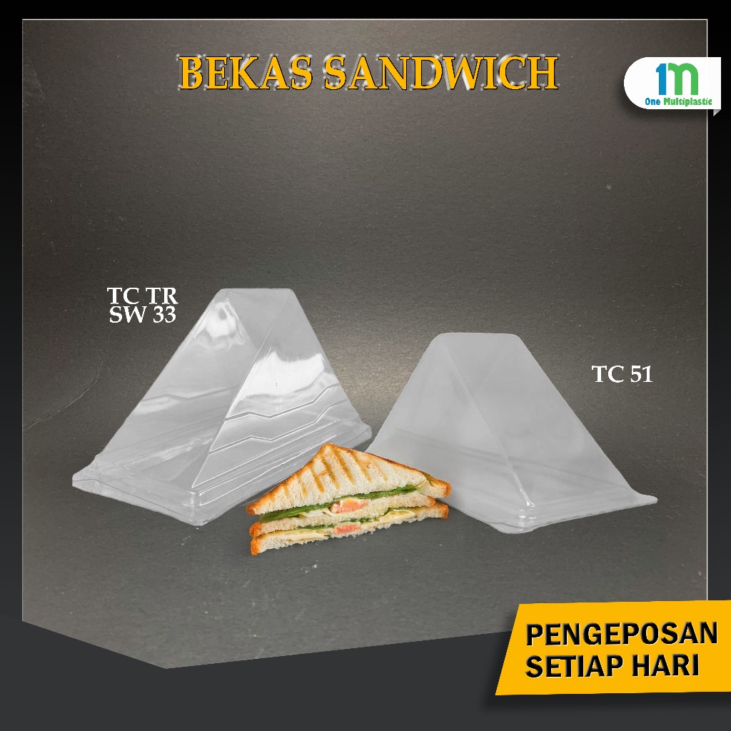 Bekas Sandwich Plastik PET Brand TC TR-SW333 TC-51 100 pcs Sandwich Box ...