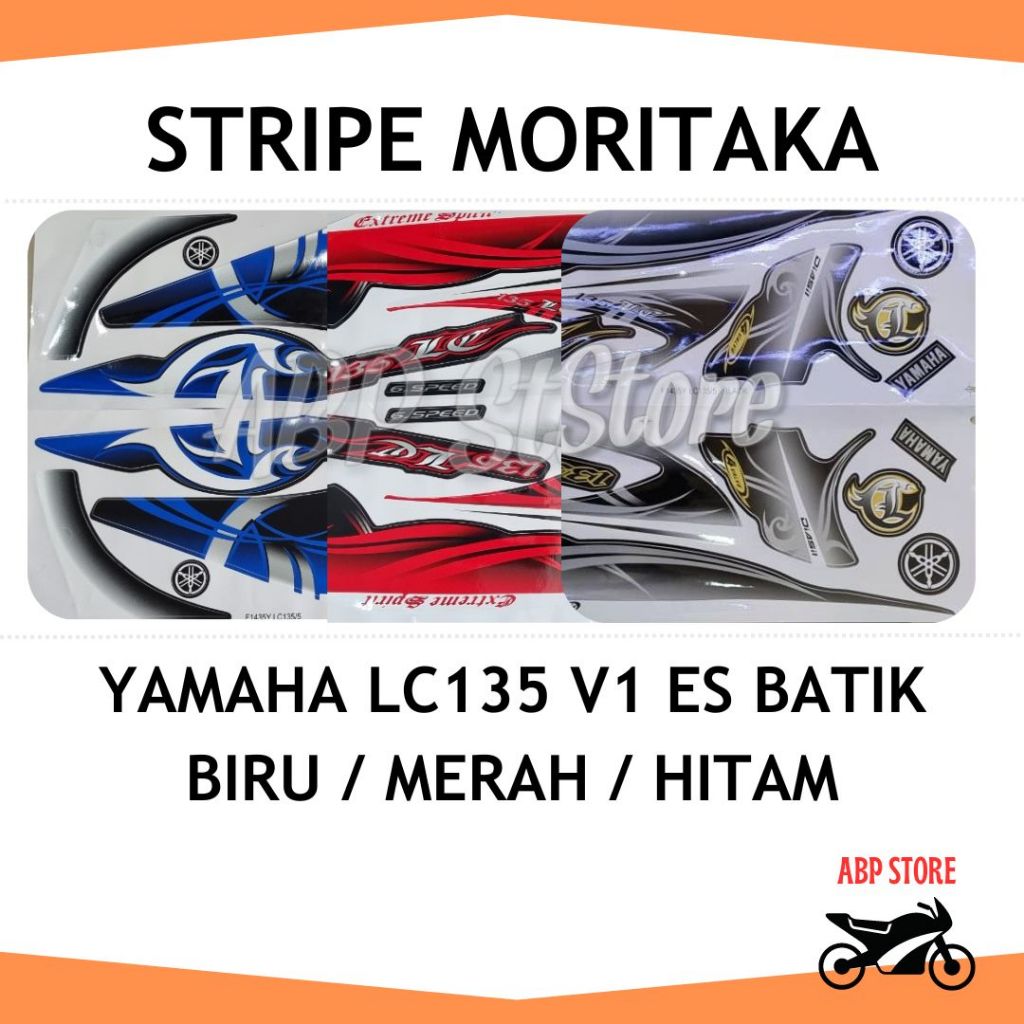 Stripe Moritaka Sticker Body Stiker Yamaha LC135 V1 ES Batik Hitam ...