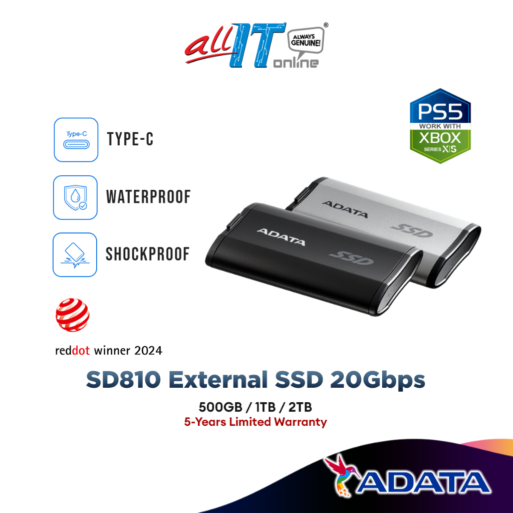 Adata SD810 External SSD Type-C 20Gbps USB 3.2 Gen2x2 Black / Titanium ...