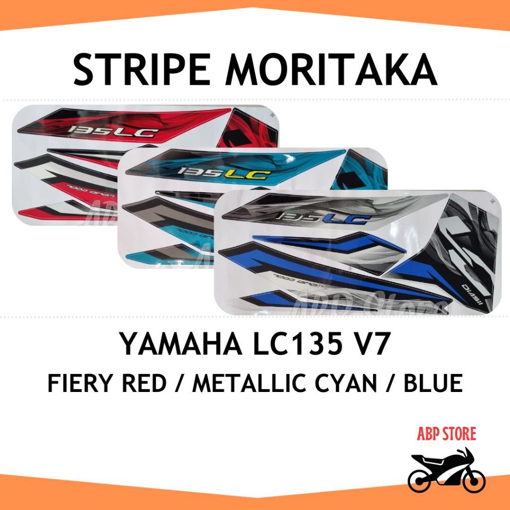 Stripe Moritaka Sticker Body Stiker Yamaha LC135 V7 Fiery Red / Yamaha ...