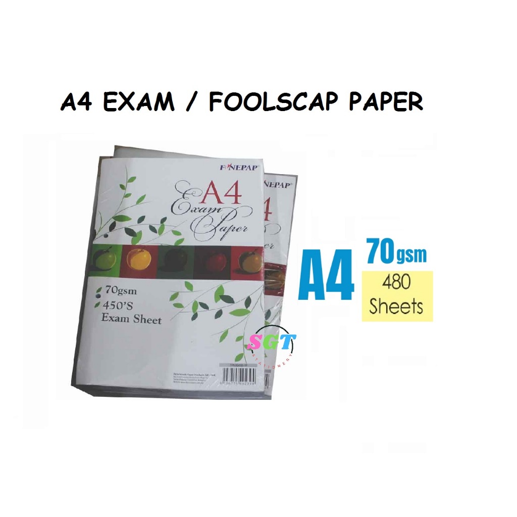 FINEPAP A4 Exam Sheets / Foolscap Paper 70gsm 480's / Pack | Shopee ...