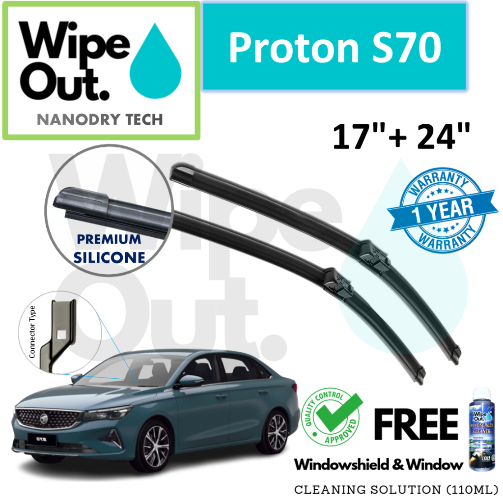 [PREMIUM] Proton S70 WipeOut NANODRY SILICONE Wiper Blade (Front Set ...