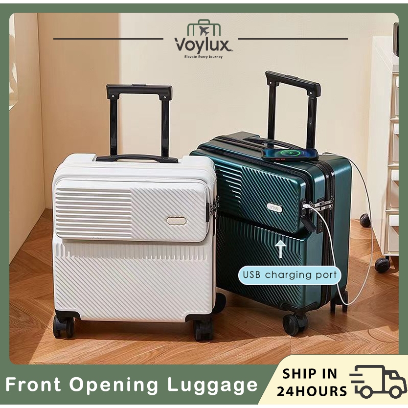18 inch Travel Luggage bag Front Open Design Suitcase Multi-functional ...