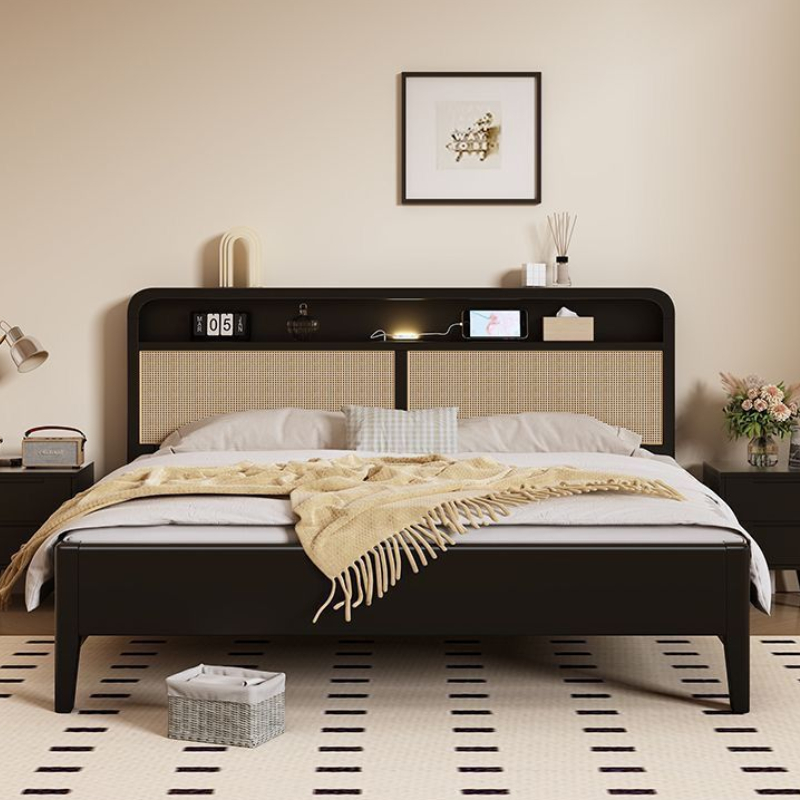 ENDON Rattan Bed Nordic Full Solid Wood Queen Size King Size ...