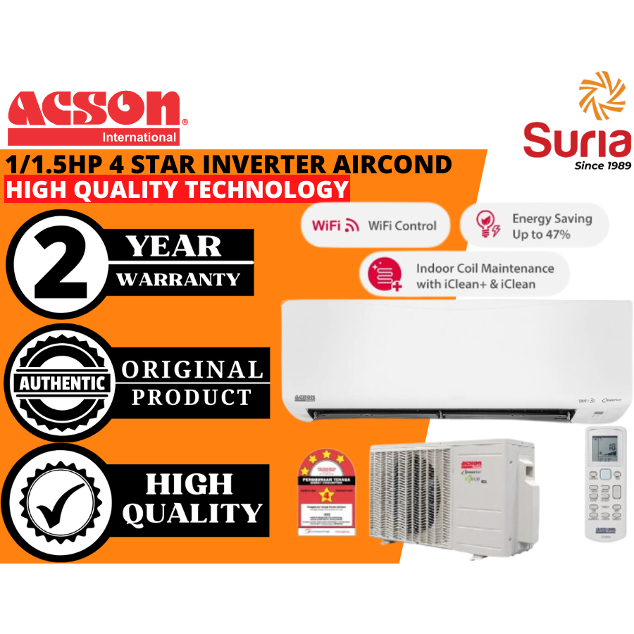 (Free Delivery Kedah,Penang &Perlis)Acson 1/1.5HP REINO Series Inverter Air Conditioner ...