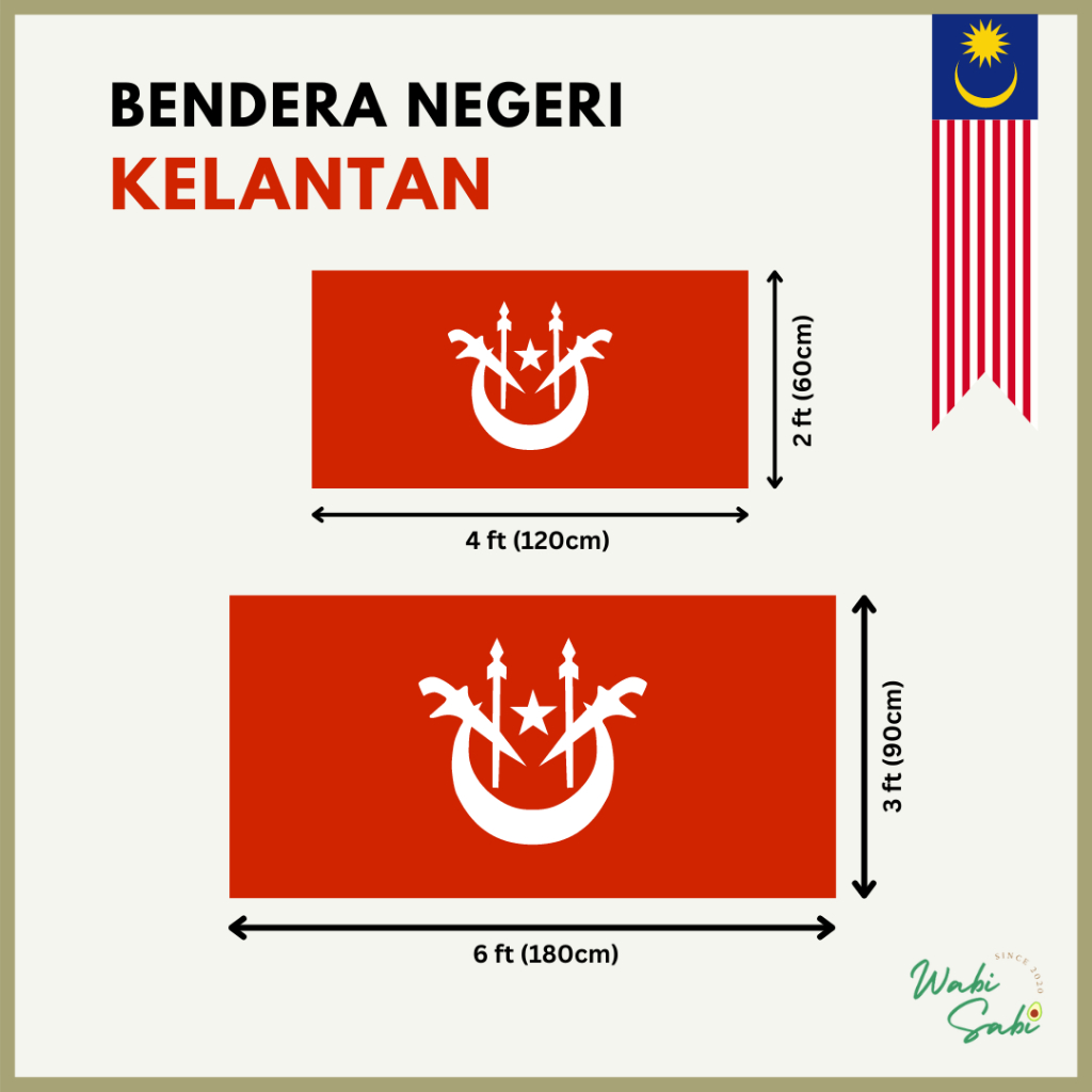 READY STOCK! Bendera Kelantan / Kelantan Flag HIGH QUALITY | Shopee ...