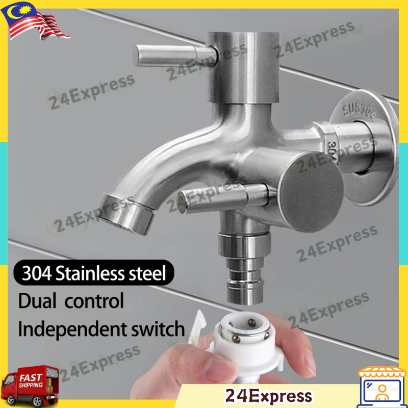 304 Stainless Steel Black Two Way Tap Bidet Faucet 2 Angle Valve ...